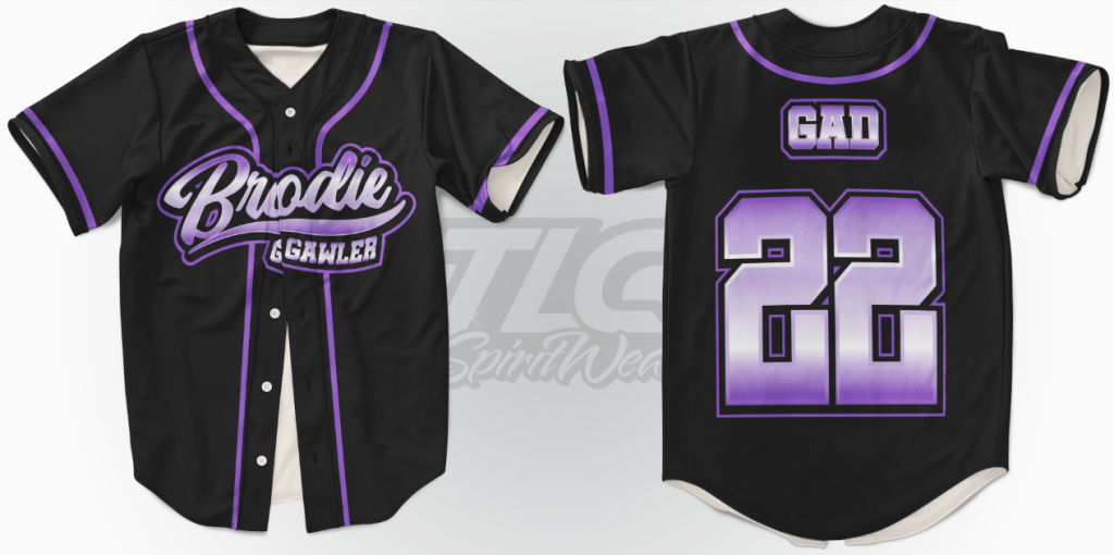 Custom Baseball Jersey – GAD Brodie – TLC Spirit Wear